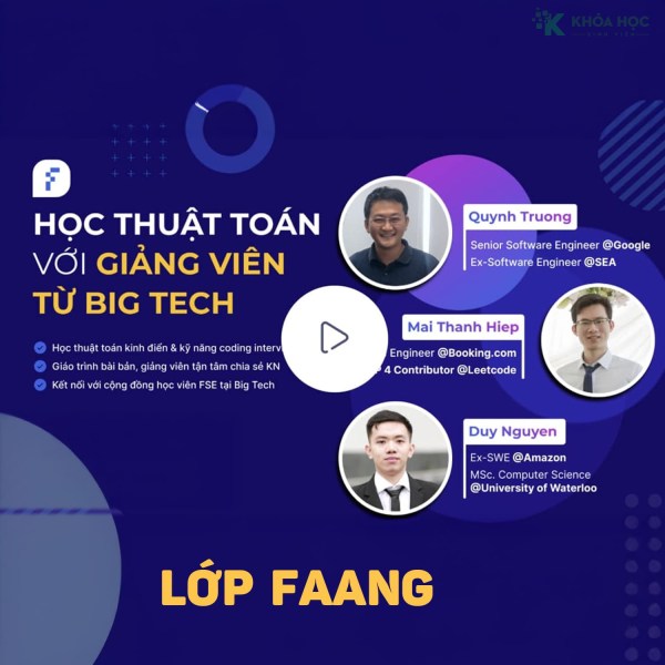 Khoá học thuật toán thực chiến DSA Coding – Lớp Faang cùng FSE - Khóa học uy tín
